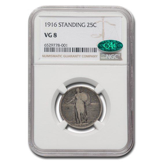 1916 Standing Liberty Quarter VG-8 NGC CAC