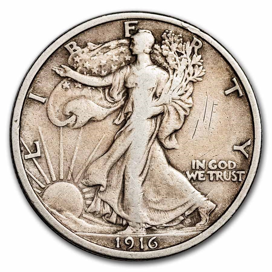 Buy 1916 Walking Liberty Half Dollar VF Details (Cleaned) | APMEX