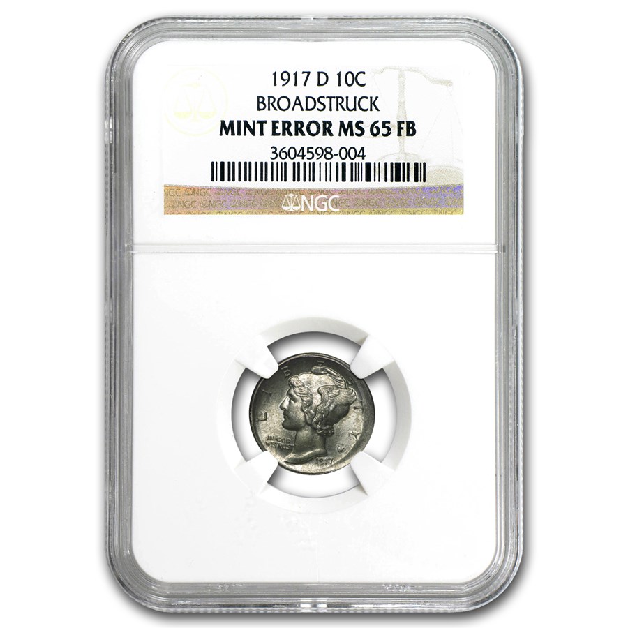 Buy 1917-D Mercury Dime MS-65 NGC (FB, Broadstruck) | APMEX