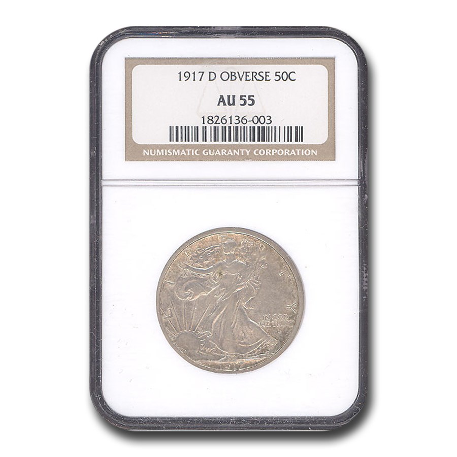 Buy 1917-D Obverse Walking Liberty Half Dollar AU-55 NGC | APMEX