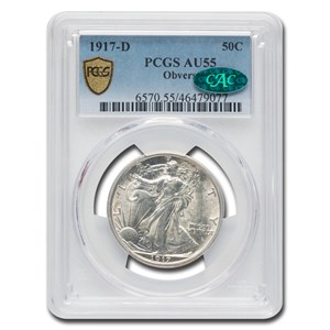 Buy 1917-D Obverse Walking Liberty Half Dollar AU-55 PCGS CAC | APMEX