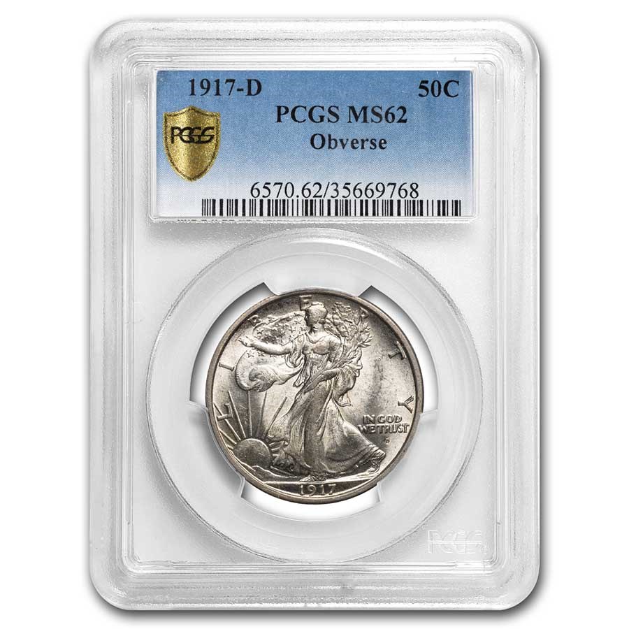 Buy 1917-D Obverse Walking Liberty Half Dollar MS-62 PCGS | APMEX