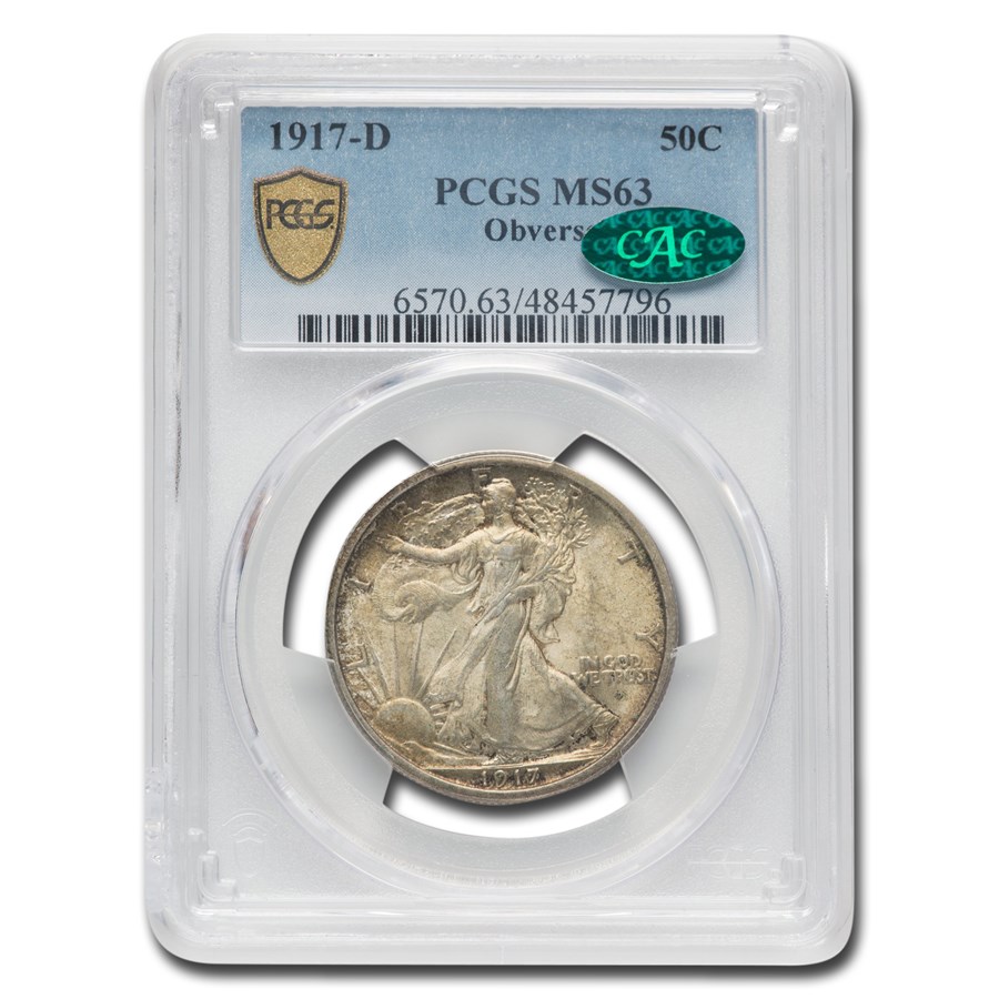 Buy 1917-D Obverse Walking Liberty Half Dollar MS-63 PCGS CAC | APMEX