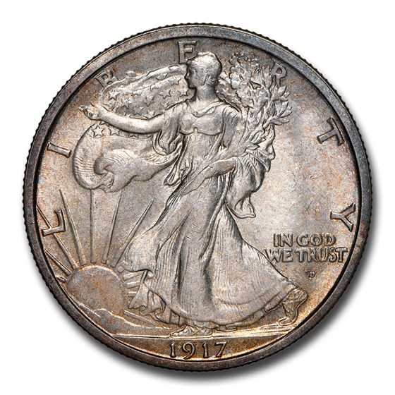 Buy 1917-D Obverse Walking Liberty Half Dollar MS-65 NGC | APMEX