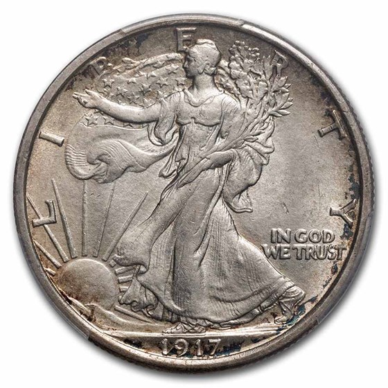 Buy 1917-D Reverse Walking Liberty Half Dollar AU-58 PCGS | APMEX