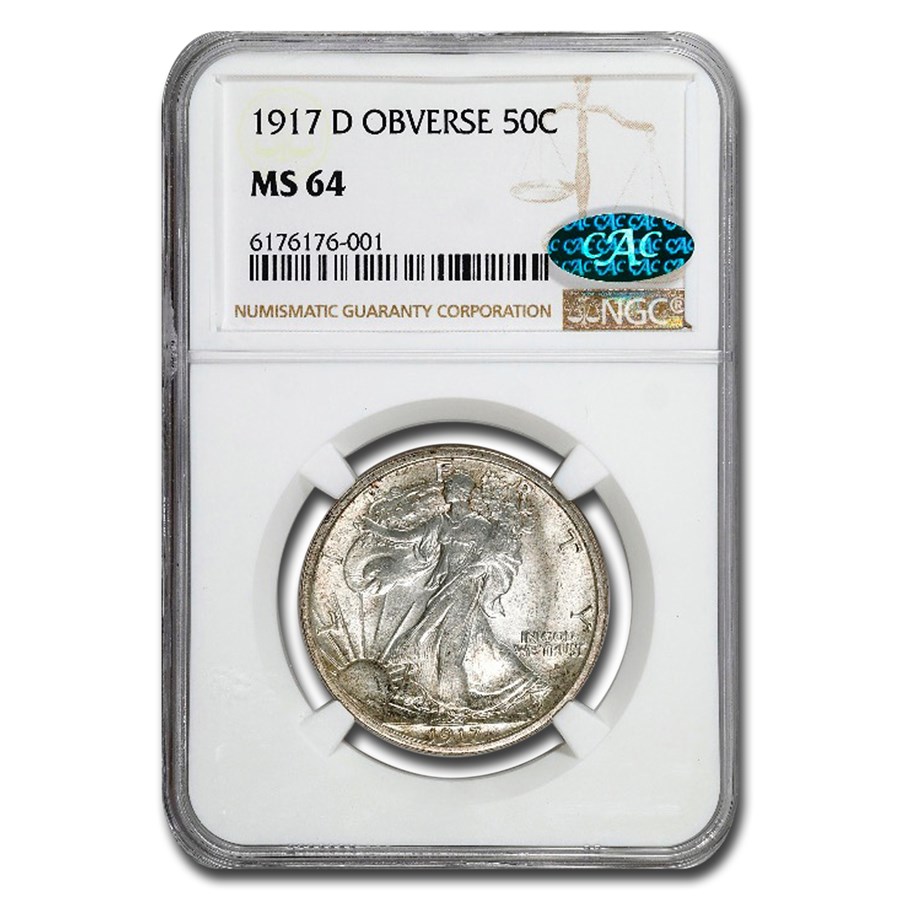 Buy 1917-D Walking Liberty Half Dollar MS-64 NGC CAC (Obverse) | APMEX