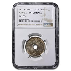 1917 Egypt 10 Milliemes MS-63 NGC