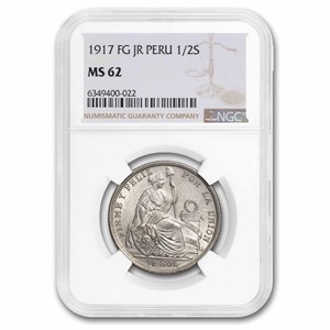 1917-LIMA Peru Silver 1/2 Sol MS-62 NGC