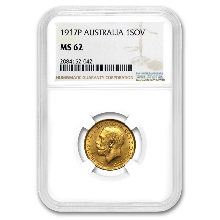 Buy 1917-P Australia Gold Sovereign George V MS-62 NGC | APMEX