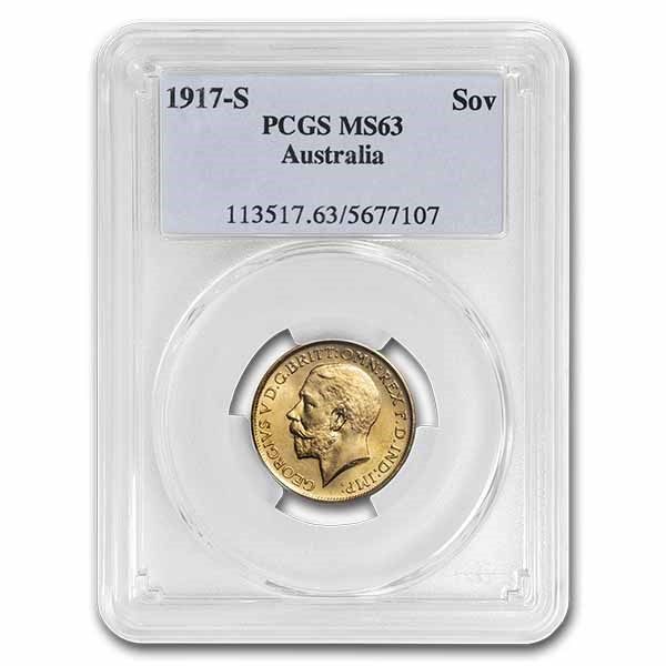 Buy 1917-S Australia Gold Sovereign George V MS-63 PCGS | APMEX