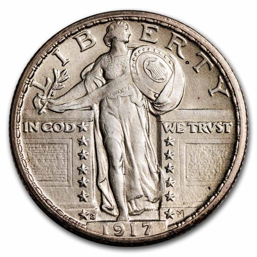 Buy 1917-S Standing Liberty Quarter Type-II BU Details (Cleaned) | APMEX