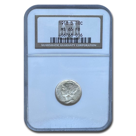 Buy 1918-D Mercury Dime MS-65 NGC (FB) | APMEX