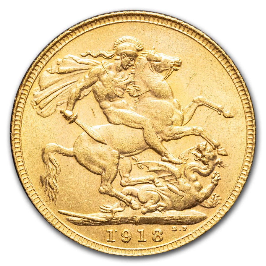 1918-M Australia Gold Sovereign George V BU