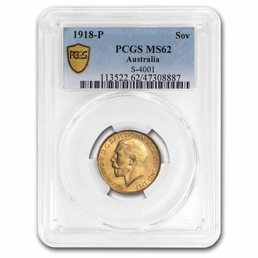 1918-P Australia Gold Sovereign George V MS-62 PCGS