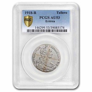 1918-R Italy Eritrea Silver Tallero AU-53 PCGS