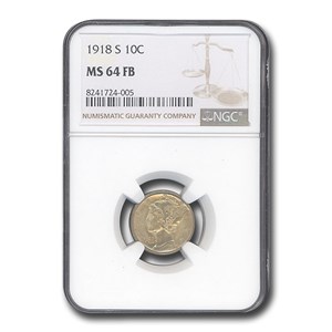 1918-S Mercury Dime MS-64 NGC (FB)