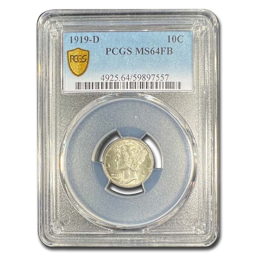 Buy 1919-D Mercury Dime MS-64 PCGS (FB) | APMEX