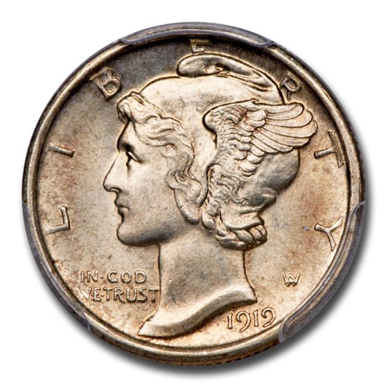 Buy 1919-D Mercury Dime MS-65 PCGS (FB) | APMEX