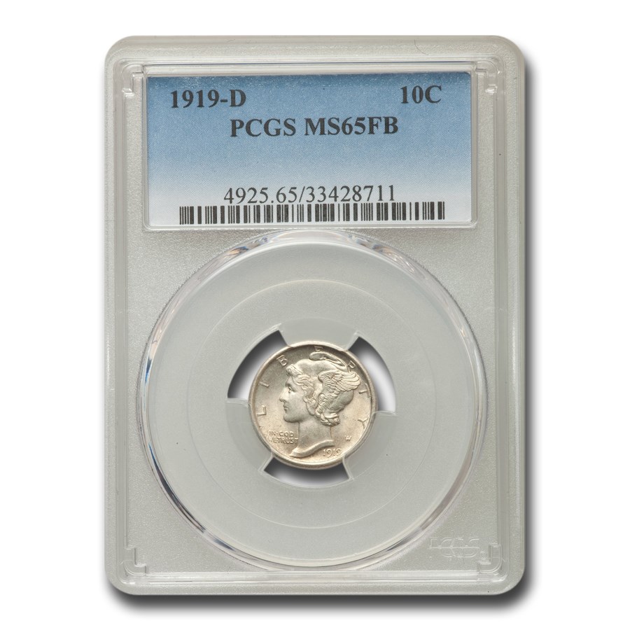 Buy 1919-D Mercury Dime MS-65 PCGS (FB) | APMEX