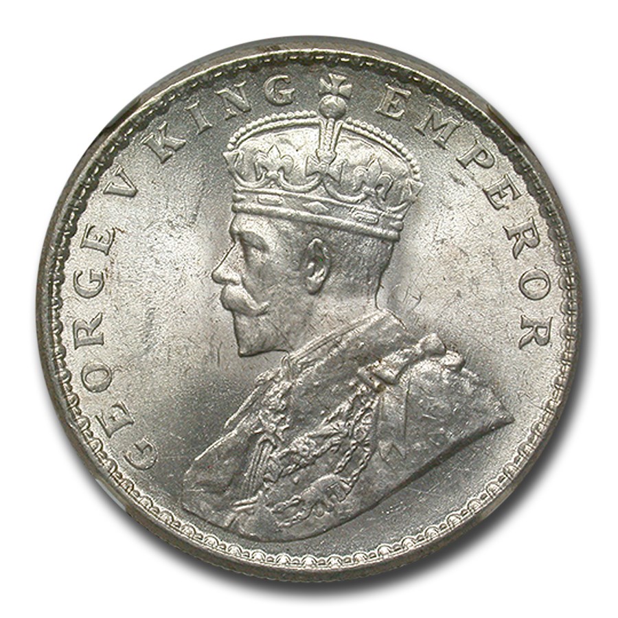 Buy 1919 India Silver Rupee George V MS-64 NGC | APMEX