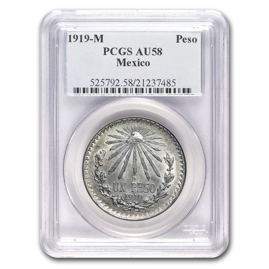 Buy 1919-M Mexican Silver Peso AU-58 PCGS | APMEX