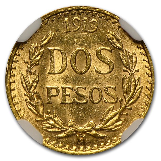 Buy 1919 Mexican Gold 2 Pesos MS-63 NGC | APMEX