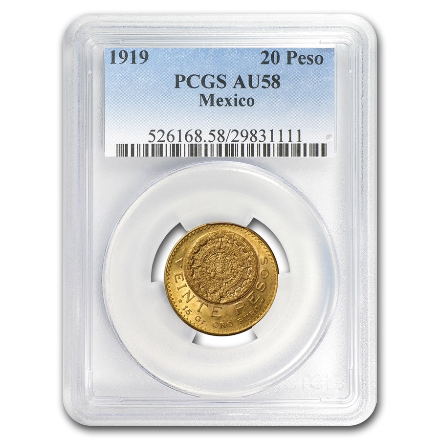 Buy 1919 Mexico Gold 20 Pesos AU-58 PCGS | APMEX