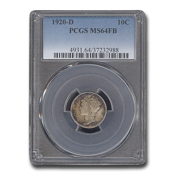 Buy 1920-D Mercury Dime MS-64 PCGS (FB) | APMEX