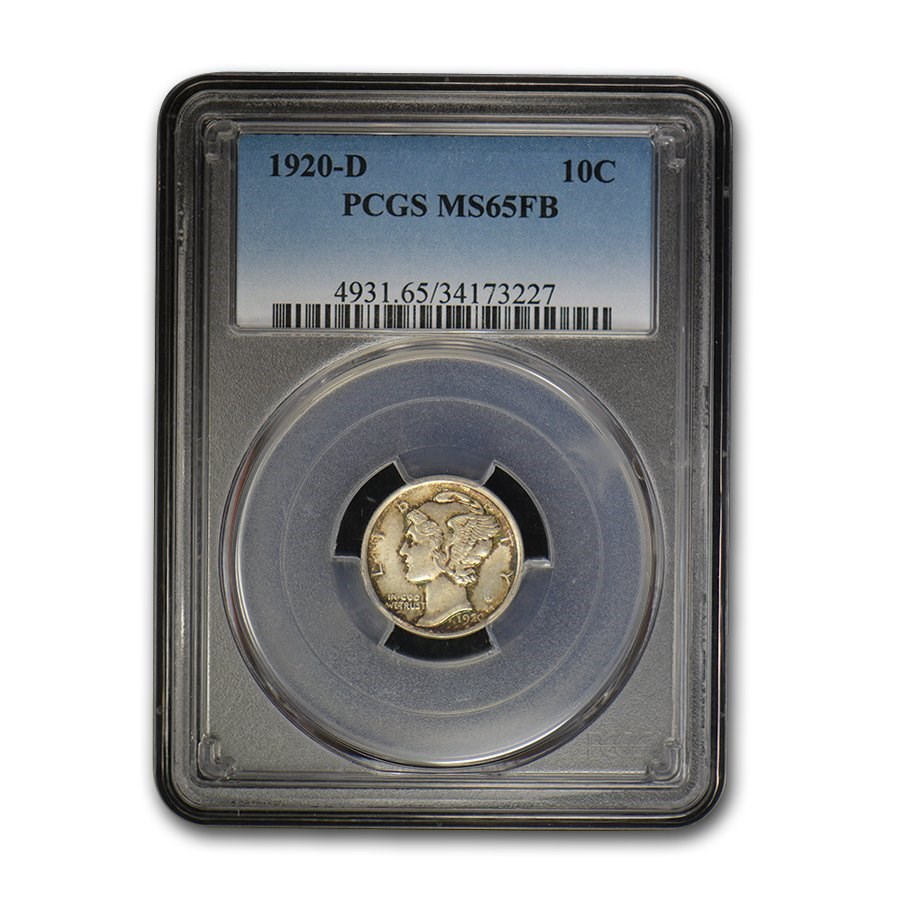 Buy 1920-D Mercury Dime MS-65 PCGS (FB) | APMEX