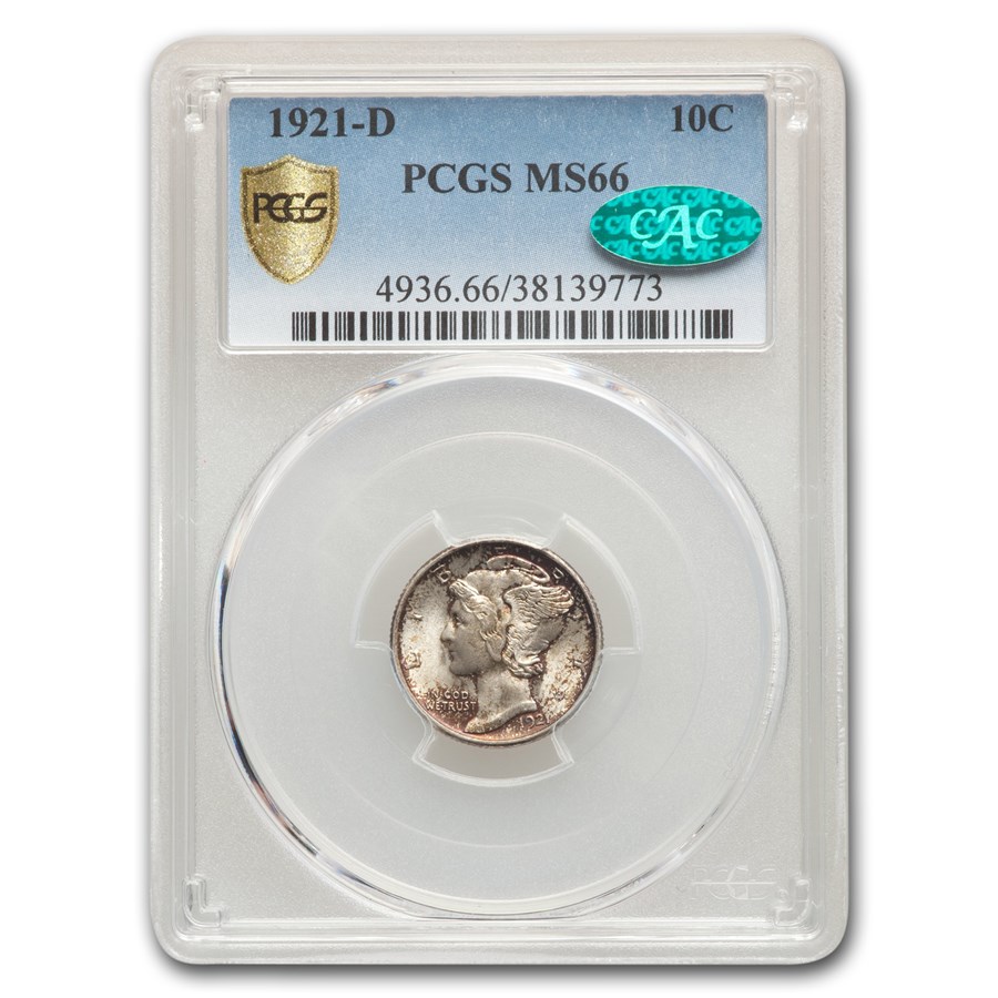 Buy 1921-D Mercury Dime MS-66 PCGS CAC | APMEX