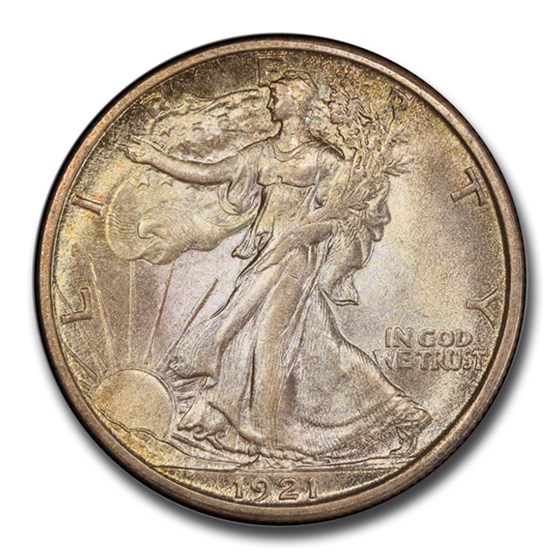 Buy 1921-D Walking Liberty Half Dollar MS-65+ CAC | APMEX