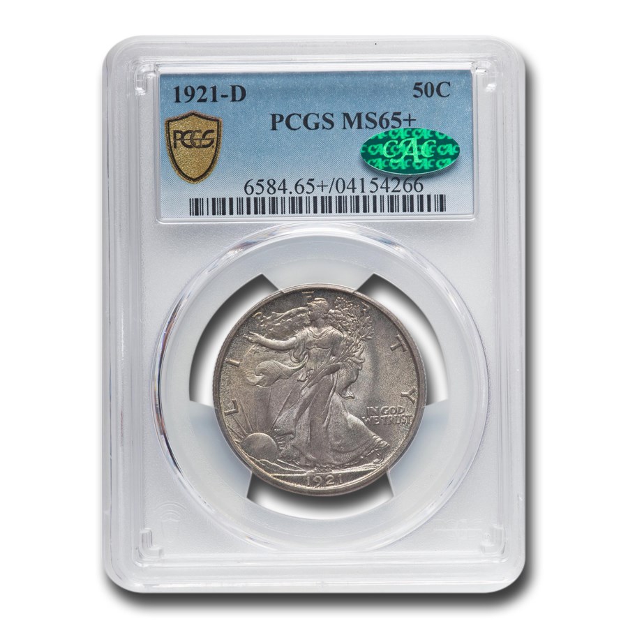 Buy 1921-D Walking Liberty Half Dollar MS-65+ CAC | APMEX