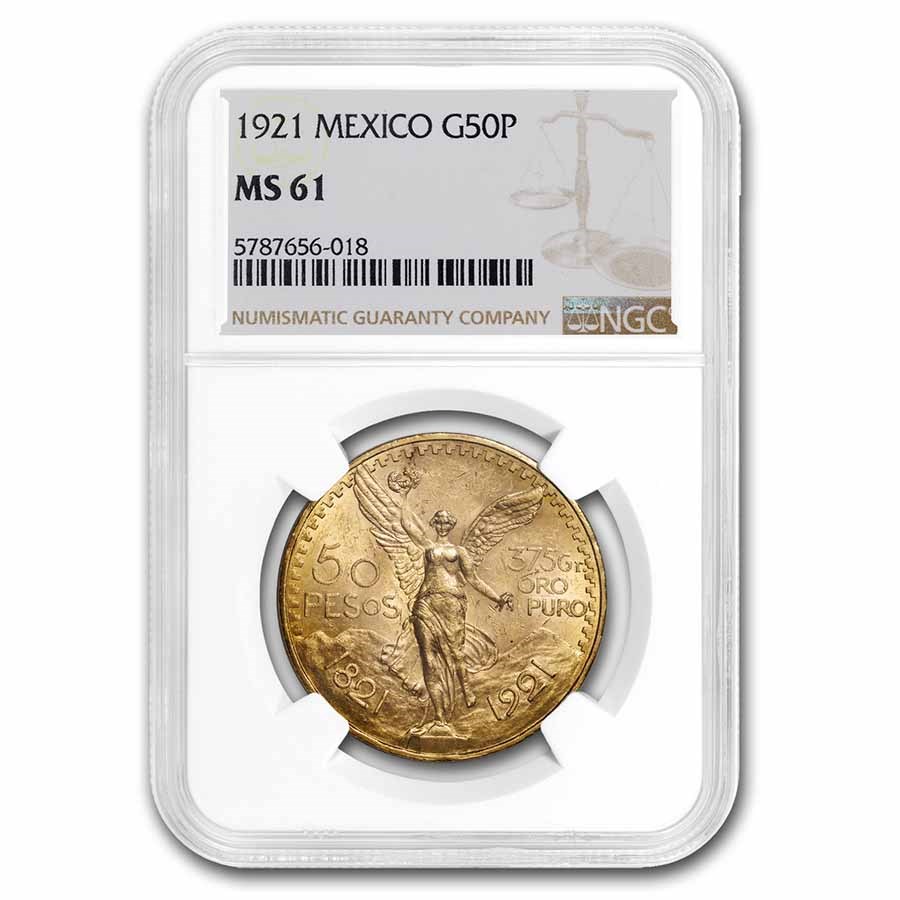 Buy 1921 Mexico Gold 50 Pesos MS-61 NGC | APMEX