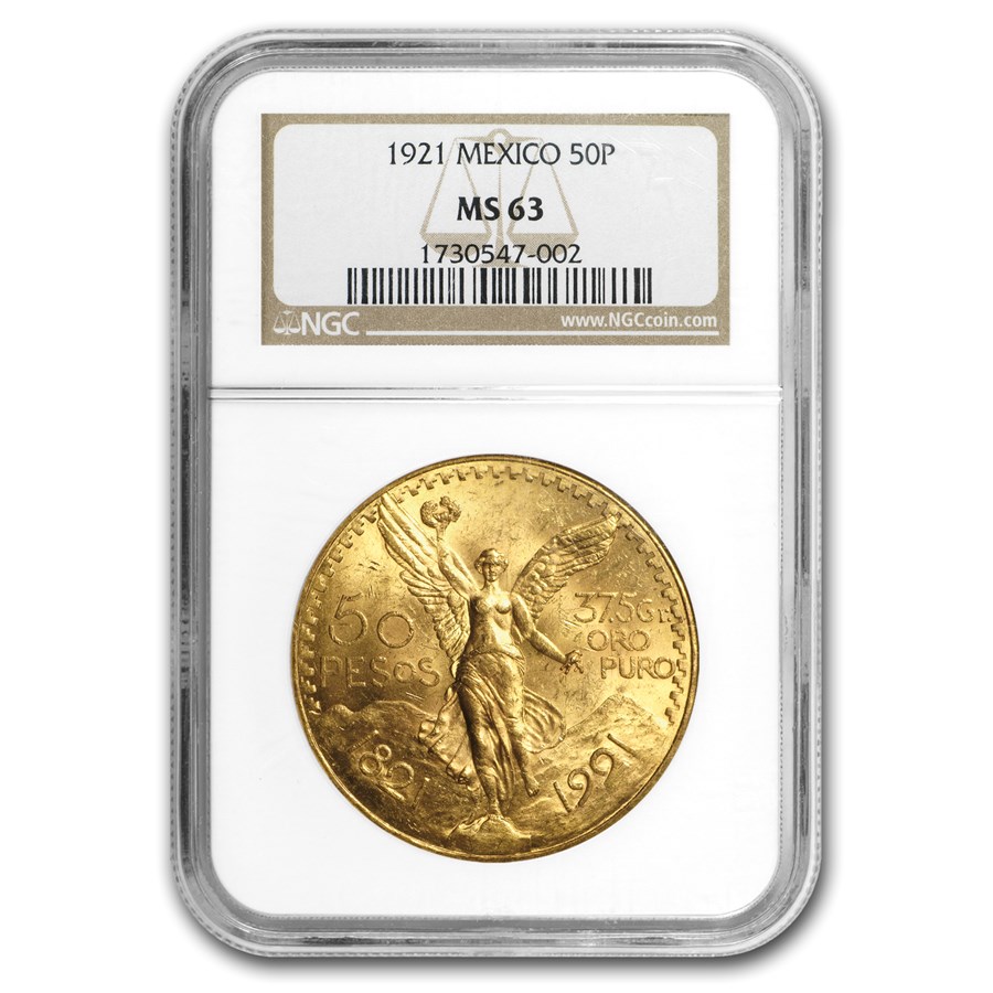 Buy 1921 Mexico Gold 50 Pesos MS-63 NGC | APMEX