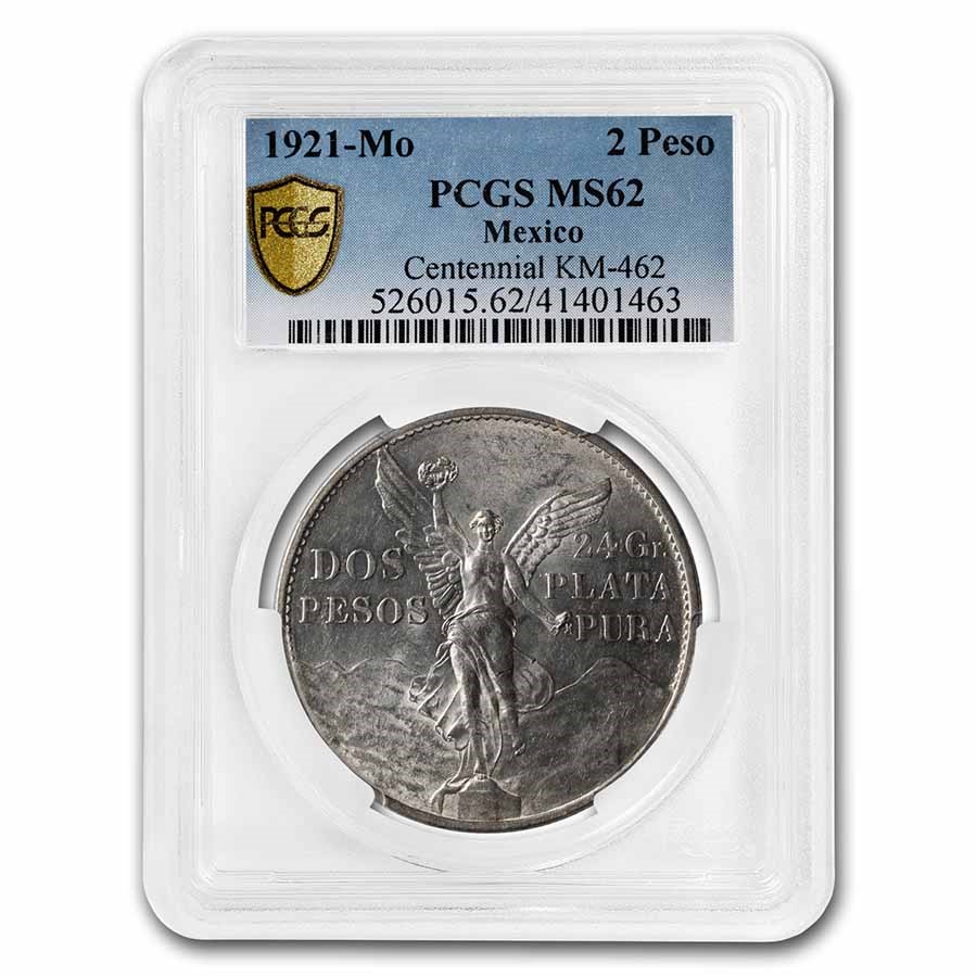 Buy 1921 Mexico Silver 2 Pesos Winged Victory MS-62 PCGS | APMEX