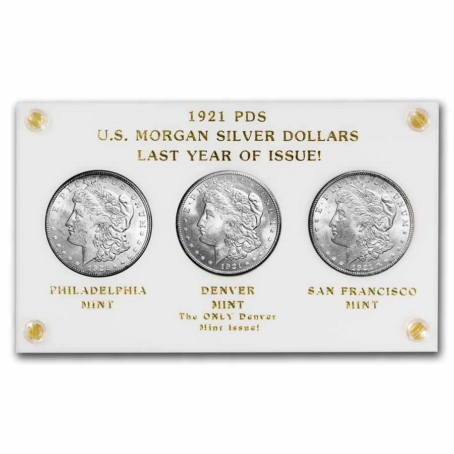 Buy 1921 P, D, S Mint Morgan Silver Dollar Set BU | APMEX