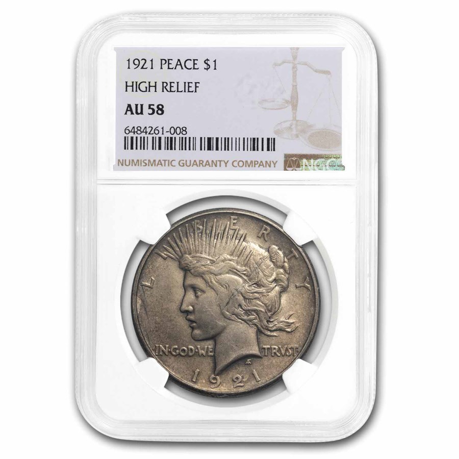 Buy 1921 Peace Dollar AU-58 NGC | APMEX