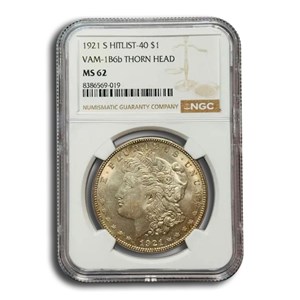 Buy 1921-S Morgan Dollar MS-62 NGC (VAM-1B6, Thornhead) | APMEX