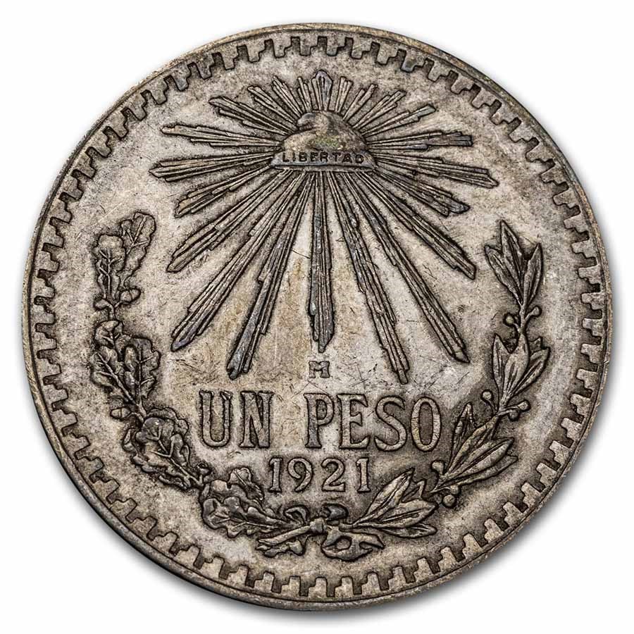 Buy 1921 Silver Mexican 1 Peso Cap & Rays AU | APMEX