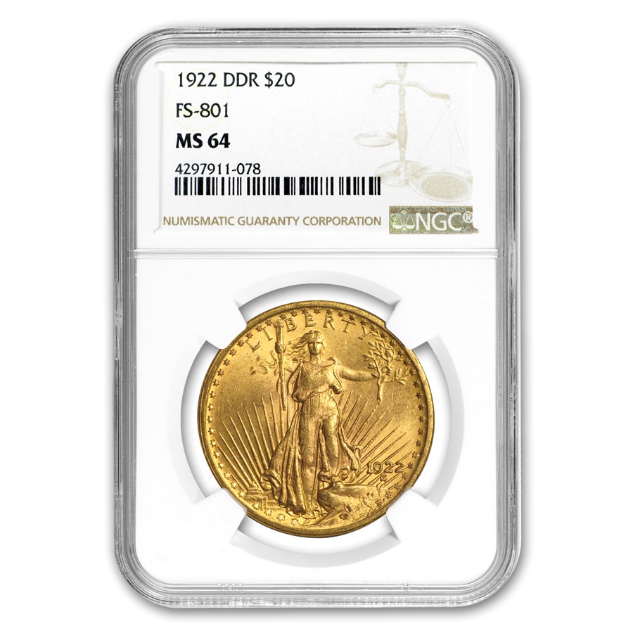 Buy 1922 $20 St Gaudens Gold Double Eagle MS-64 NGC (DDR FS-801) | APMEX