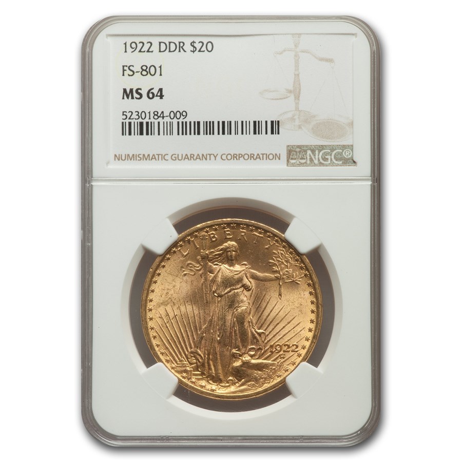 Buy 1922 $20 St. Gaudens Gold Double Eagle MS-64 NGC (DDR, FS-801) | APMEX