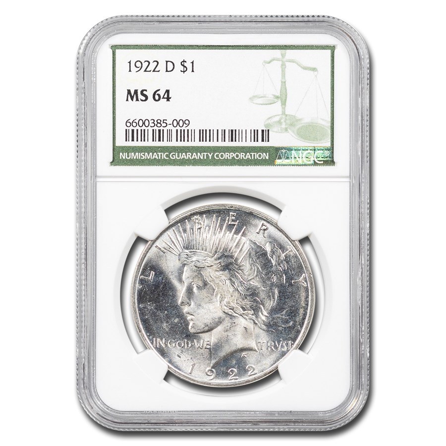 Buy 1922-D Peace Dollar MS-64 NGC (Green Label)