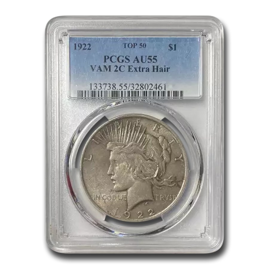 Buy 1922 Peace Dollar AU-55 PCGS (VAM-2C Extra Hair) | APMEX