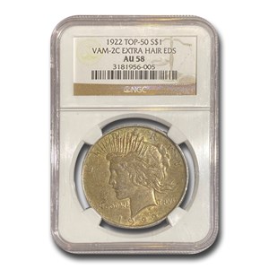 1922 Peace Dollar AU-58 NGC (VAM-2C, Extra Hair EDS, Top 50)