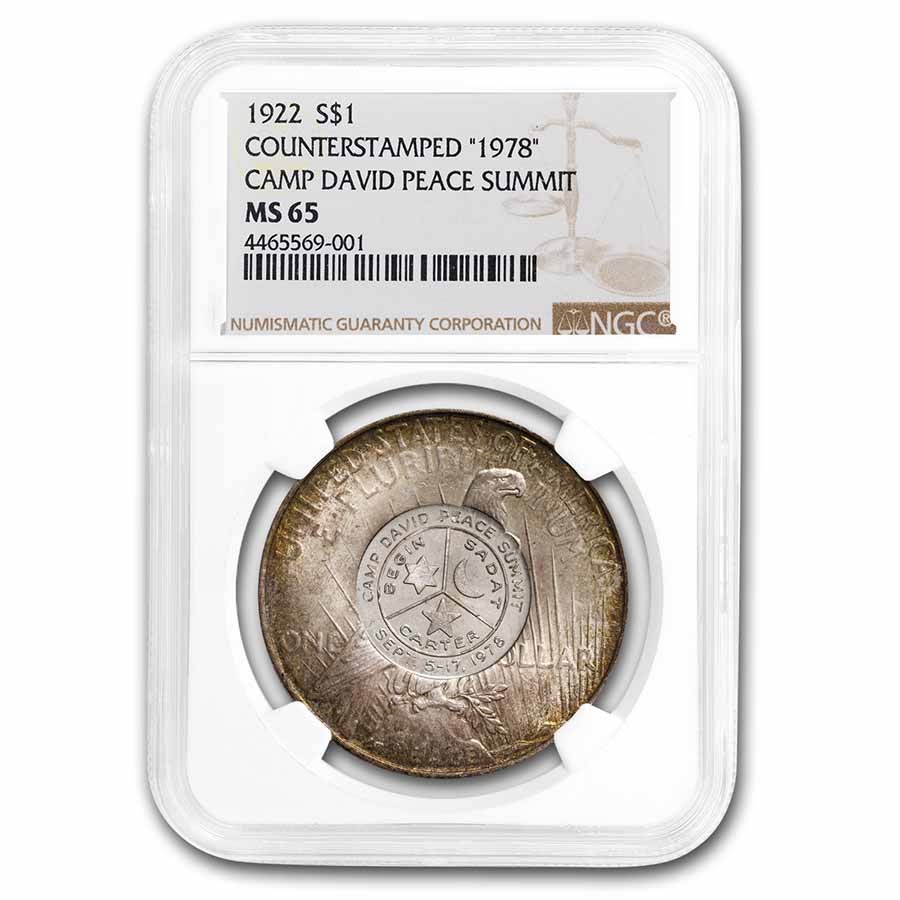 Buy 1922 Peace Dollar MS-65 NGC (Counterstamped 1978 Camp David) | APMEX