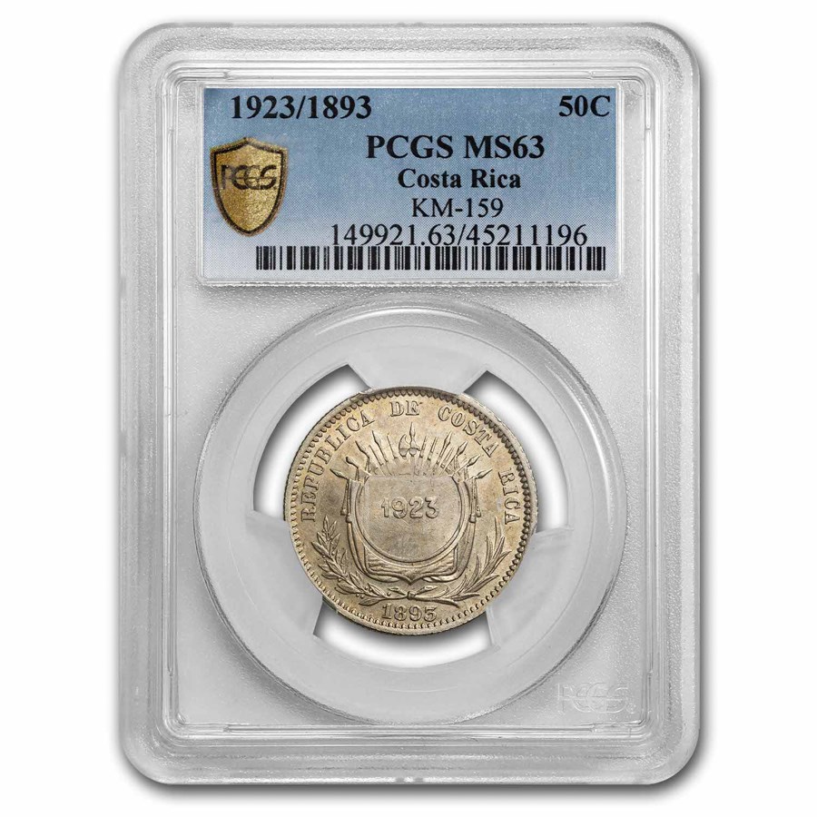 Buy 1923/1893 Costa Rica Silver 50 Centimos MS-63 PCGS | APMEX