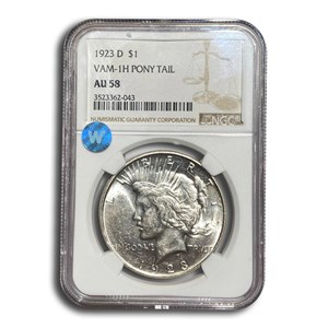 Buy 1923-D Peace Dollar AU-58 NGC (VAM-1H Pony Tail) | APMEX