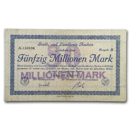 Buy 1923 German Weimar Republic Inflation Currency Set (9 Notes) | APMEX