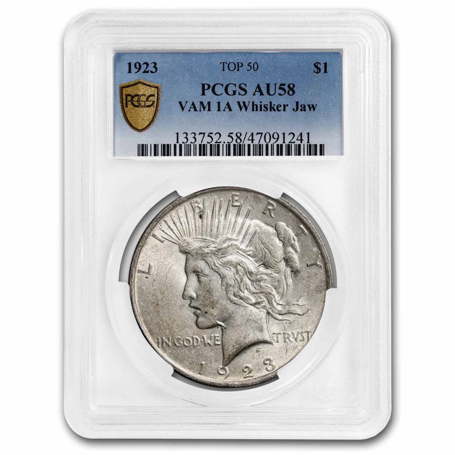 Buy 1923 Peace Dollar AU-58 PCGS (VAM-1A, Whisker Jaw, Top-50) | APMEX