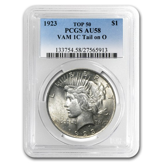 Buy 1923 Peace Dollar AU-58 PCGS (VAM-1C Tail On O LDS, Top-50) | APMEX